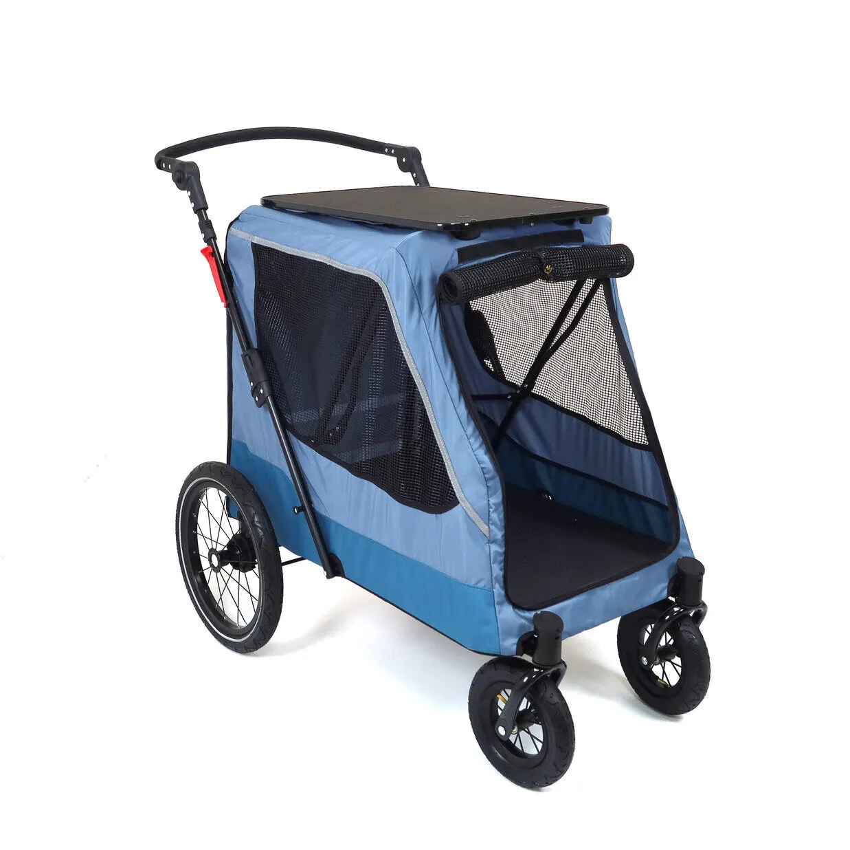 Senior Dog Stroller, Extra Wide with Grooming & Hidden Ramp